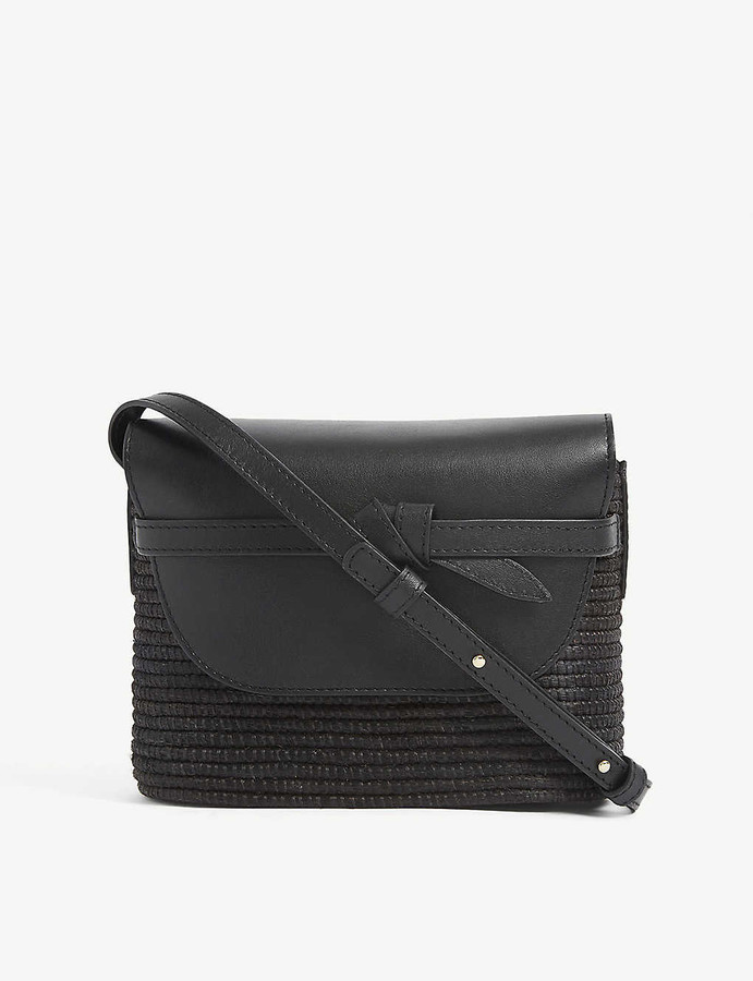 Cesta Collective Leather and raffia cross-body bag - ShopStyle