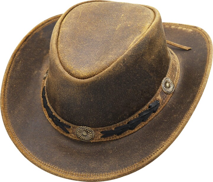 SideWinder Shapeable Outback hat Western Style Leather Cowboy hat for ...