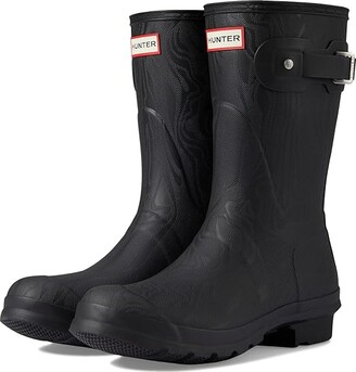 Hunter Short Erosion Texture Boot (Erosion Texture Black) Women's Rain ...