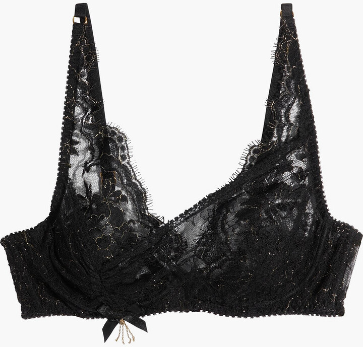 Agent Provocateur Celena asymmetric metallic Leavers lace underwired ...