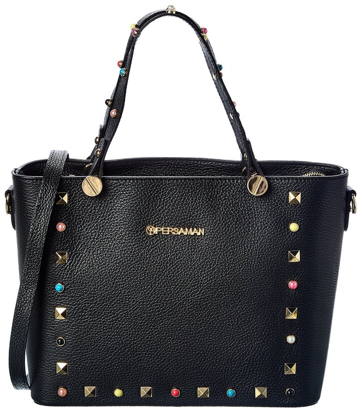 Persaman New York Azzura Studded Leather Satchel - ShopStyle