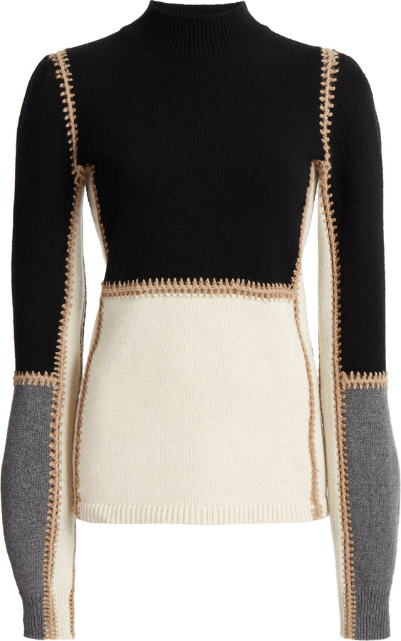 Chloé Crochet Insert Wool And Cashmere Turtleneck Sweater - ShopStyle