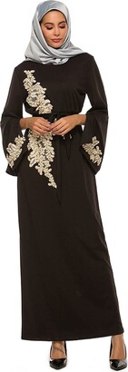 VESNIBA Women Muslim Traditional Dresses with Headwrap Pakistani Attire ...