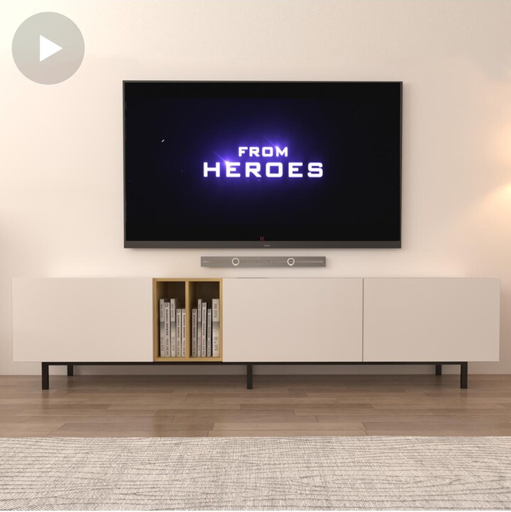 Simplie Fun Modern Tv Console with Wireless Charging for 80" Tv - Beige ...