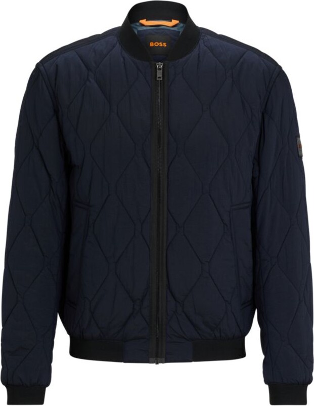HUGO BOSS Logo-badge bomber jacket in quilted metallic-effect material ...