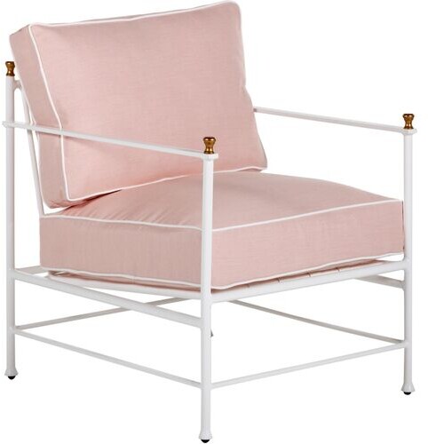 One Kings Lane Outdoor Frances White Outdoor Lounge Chair - Blush Pink ...