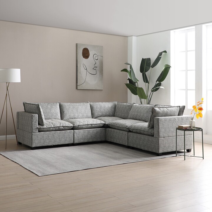 Dunelm Moda Corner Modular Sofa, Light Grey Boucle Moda Boucle Grey ...
