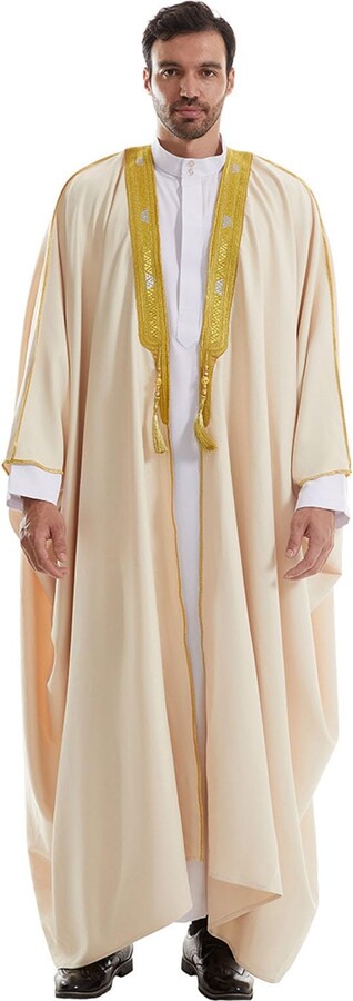Beokeuioe Djellaba Arabic Clothing Cardigan Men's Muslim Thobe Islamic ...