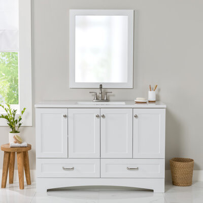 Spring Mill Cabinets Emlyn 48" Single Bathroom Vanity with 3 Cabinets ...