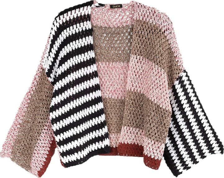 Saachi Birdie Colorblock Crochet Short Jacket - ShopStyle