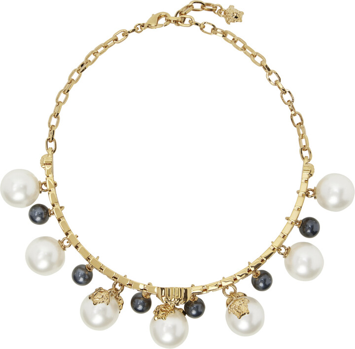 Versace Gold Medusa Pearl Choker - ShopStyle Necklaces