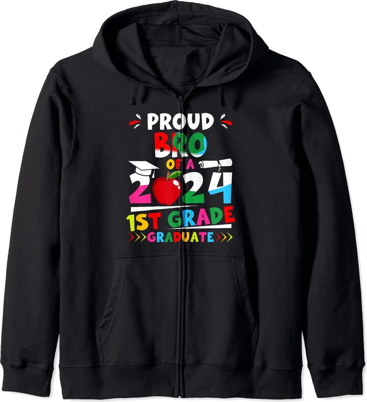 Proud BRO Of A 2024 1st Grade Graduate Matching Family Party Zip Hoodie ...
