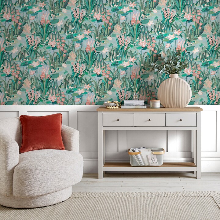 Dunelm Lily Pond Wallpaper Green - ShopStyle
