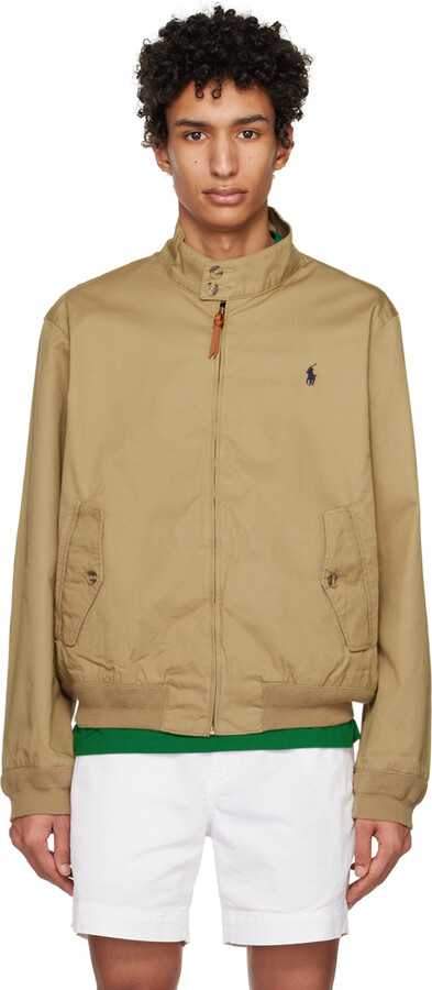 Polo Ralph Lauren Tan Two-Button Bomber Jacket - ShopStyle