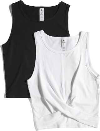 TJMAXX 2Pc Airlite Twist Front Crop And Basic Crop Tanks For Women ...