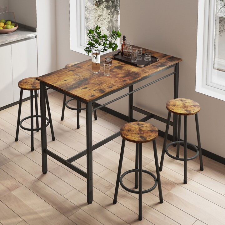 EHEK Metal Bar Table with 4 Stools, Dining Table and Four Stools ...