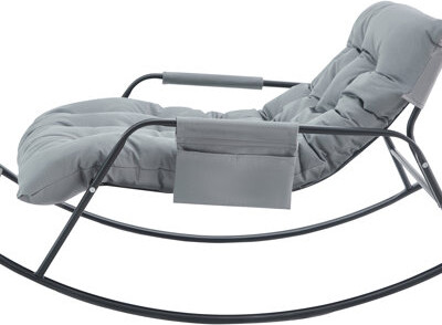 Ebern Designs Rocking Chair With Extra-Wide Technical Leather ...