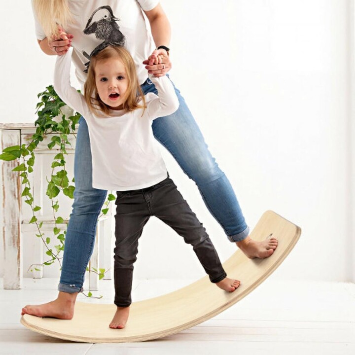 Hivvago Wooden Wobble Balance Board Kids 35 Inch Rocker Yoga Curvy ...