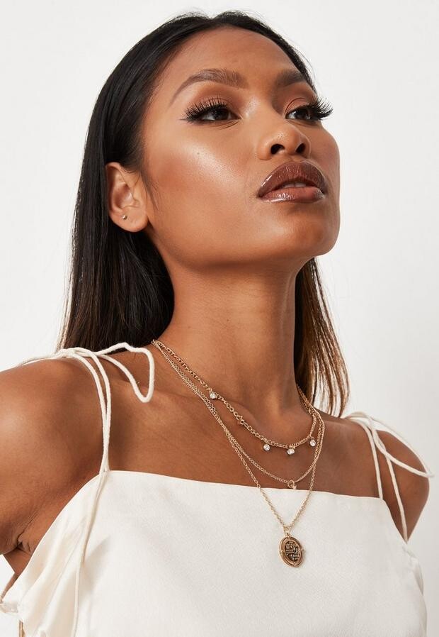 Missguided Gold Look Multi Row Drop Chain Necklace - ShopStyle