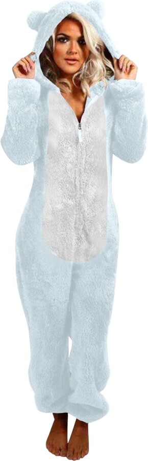 HOOUDO Adult Onesies for Women Fluffy Stitch Pyjamas Loungewear Cartoon ...