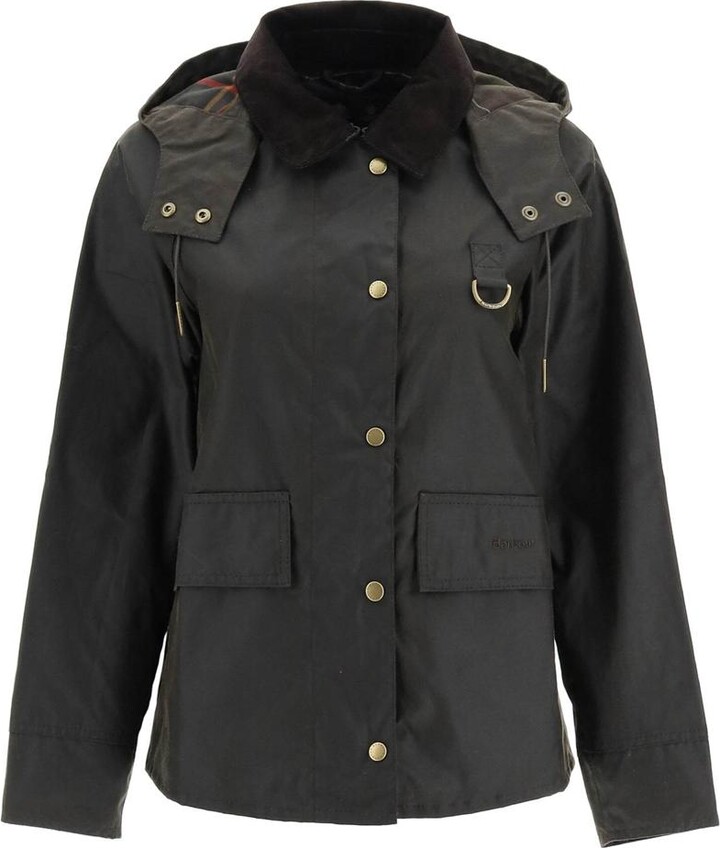 Barbour 'avon wax' waxed cotton jacket with detachable hood - ShopStyle