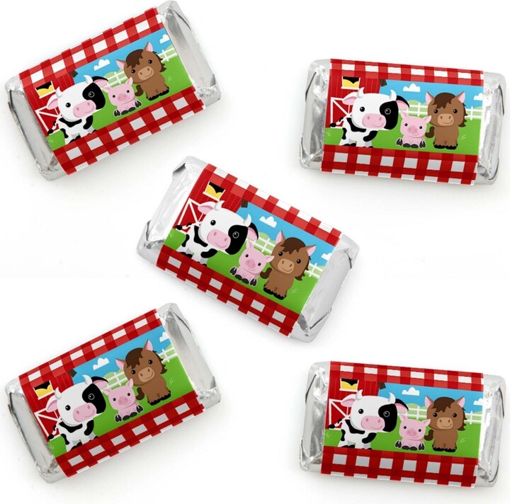 Big Dot Of Happiness Farm Animals - Mini Candy Bar Wrapper Stickers ...