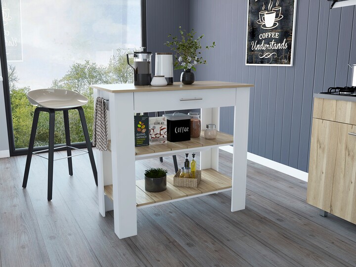 EDWINRAY 40" Cala Kitchen Island with One Drawers & Two Shelves ...