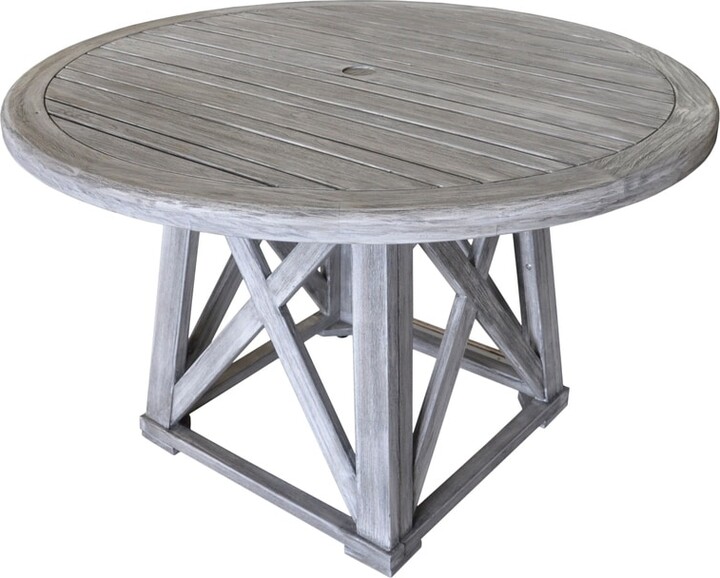 Courtyard Casual Gray Teak Round Surf Side Outdoor Dining Table - ShopStyle