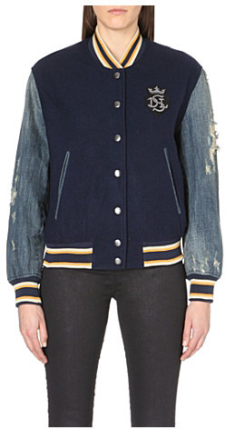 Diesel Varsity wool-blend and denim jacket - ShopStyle