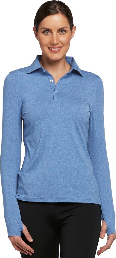 Solbari UPF 50+ Women's Long Sleeve PoloFitness Shirt - Medium - Ocean ...
