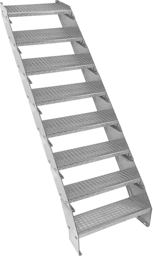 Monstershop Adjustable 8 Section Galvanised Staircase - 600mm Wide ...