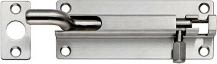 Loops Cranked Barrel Surface Mounted Door Bolt Lock 100 x 38mm Satin ...