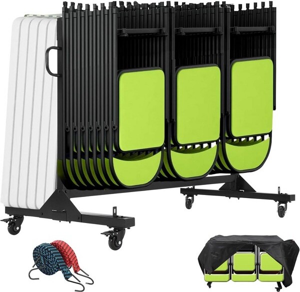 Garvee Folding Table and Chair Cart, Folding Chair Storage Rack with ...
