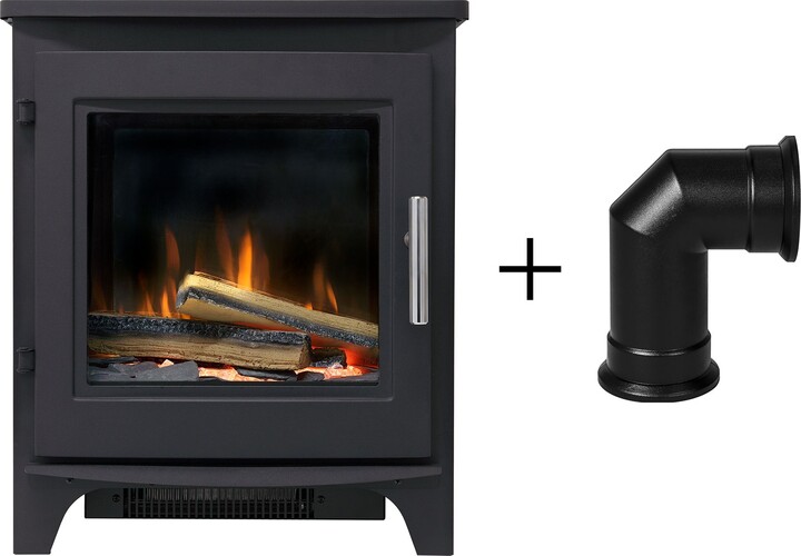 Acantha Fires & Fireplaces Austin Electric Stove in Black with Angled ...