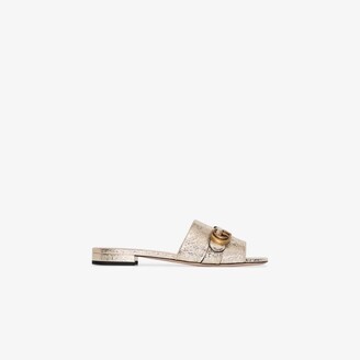 Gucci Leather Block Heel Sandals - ShopStyle