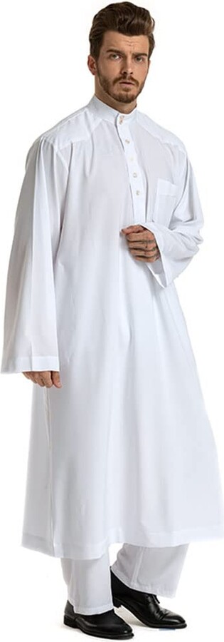 YUDATPG Men Muslim Set 2 Piece Outfit Robe Pants Arab Prayer Long ...