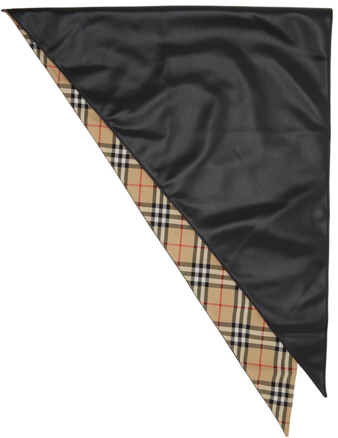 Burberry Black & Beige Check Reversible Bandana - ShopStyle Scarves