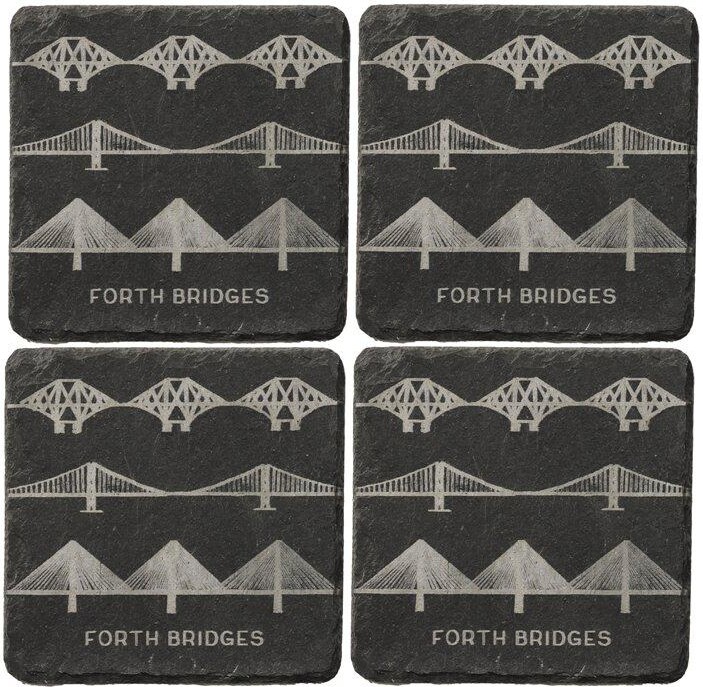 Selbrae House Set Of 4 Slate Coasters With Forth Bridges Design. 11Cm X ...
