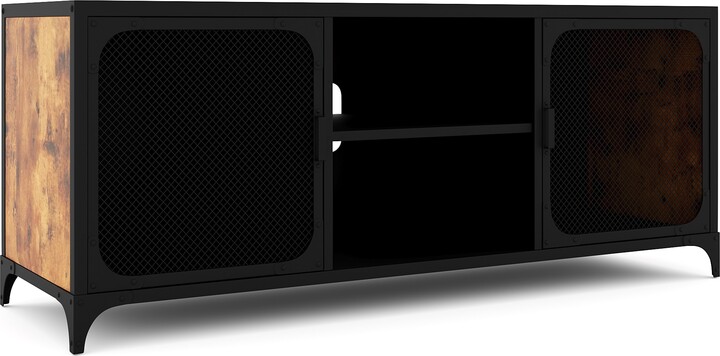 EPOWP Rustic/ Black Modern Steel TV Cabinet with Cable Management and ...