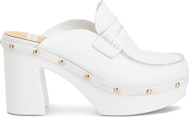 Rag & Co. Lyrac Recycled Leather Platform Clogs In White - ShopStyle