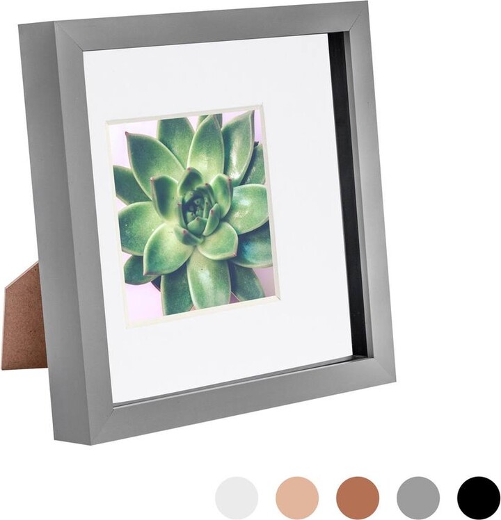 Nicola Spring 3D Box Photo Frame - 8 x 8" with 4 x 4" Mount - Black ...