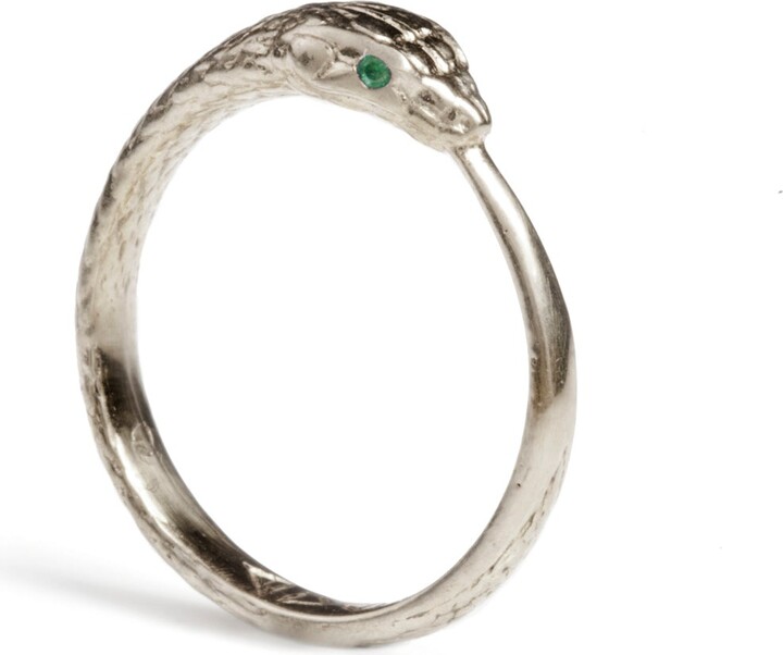 Rachel Entwistle Jewellery - Ouroboros Snake Ring Silver With Emeralds ...