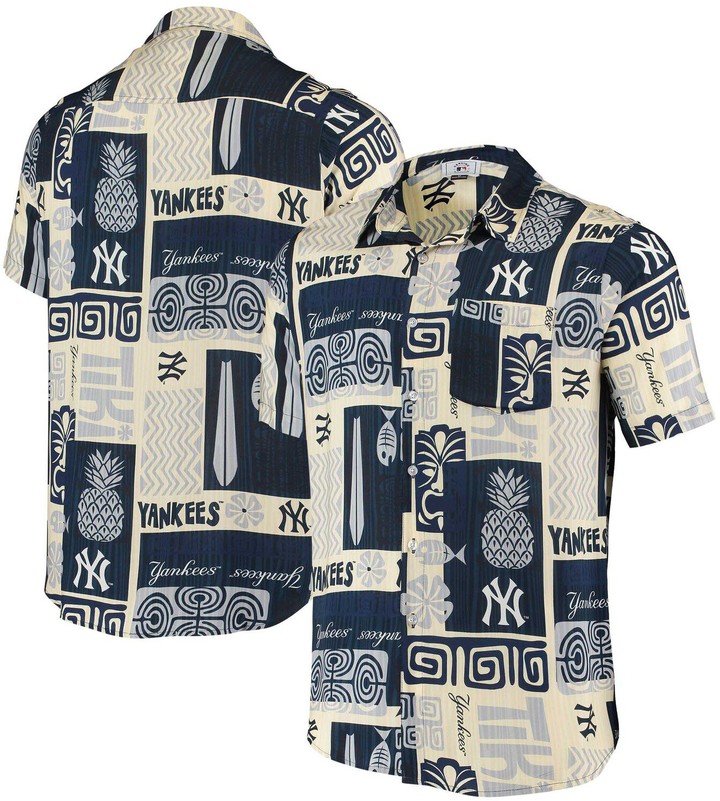 Men's Navy New York Yankees Tiki Button-Up Shirt - ShopStyle