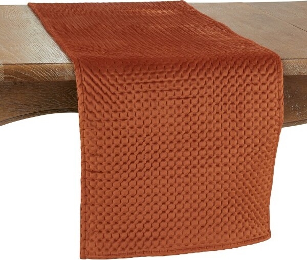 Saro Lifestyle Pinsonic Velvet Design Dining Table Runner, Rust, 16" x ...
