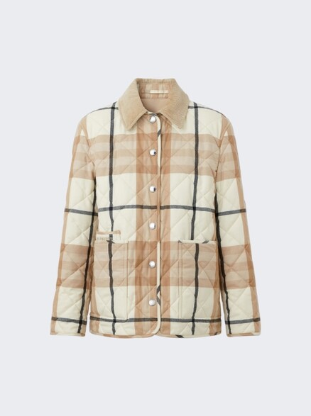 Burberry Plaid Diamond Quilted Jacket Frosted White - ShopStyle