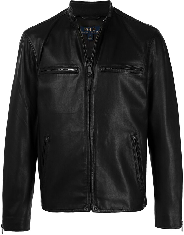 Polo Ralph Lauren Cafe Racer leather jacket - ShopStyle