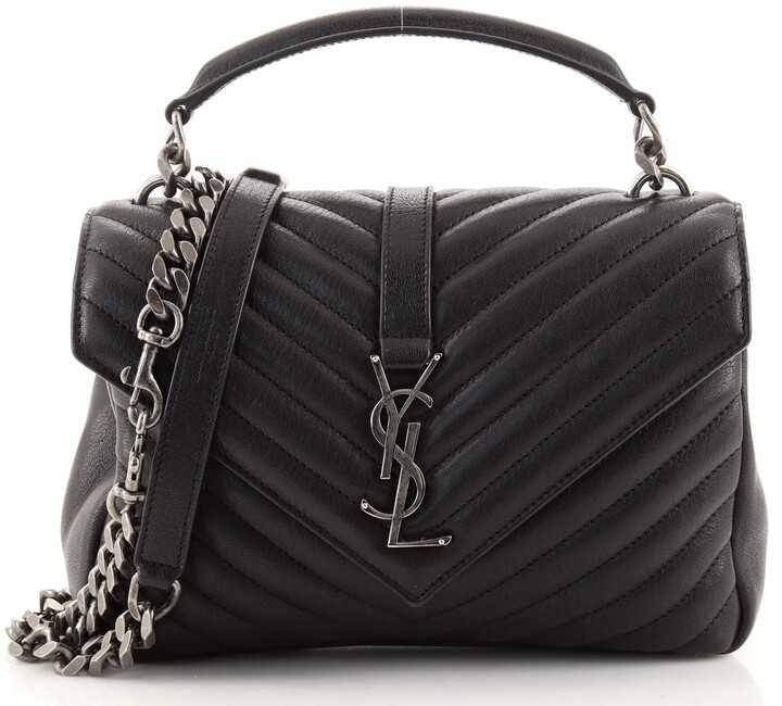 Saint Laurent Classic Monogram College Bag Matelasse Chevron Leather ...