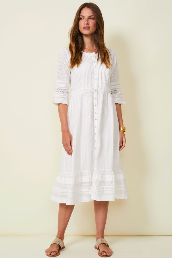 Audrey Organic Cotton Midi Dress | White - ShopStyle