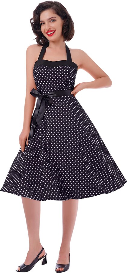 IWEMEK Women Vintage 50s Swing Rockabilly Dress Retro 1950s Style ...