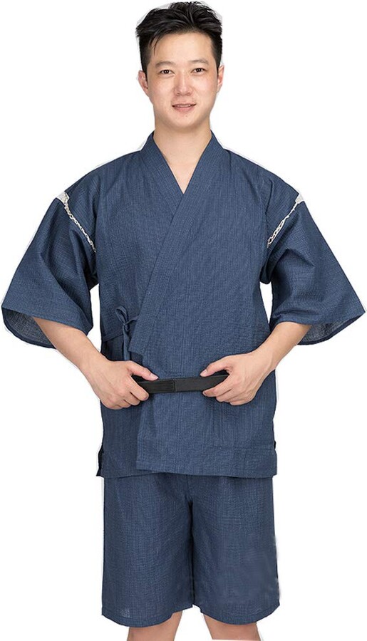 thefancypumpkin Jinbei Men's Japanese Style Dressing Gown Kimono Pajamas Suit Size XL-A16 ...